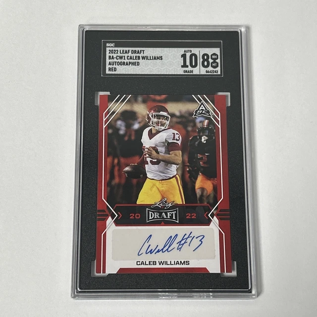 2022 LEAF DRAFT Caleb Williams AUTO rot SGC 10/8 EUR 195,96 - PicClick DE