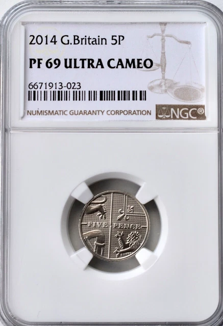 2014 5P PROOF NGC PF69 Great Britain Royal Mint Five Pence Coin £29.00 ...
