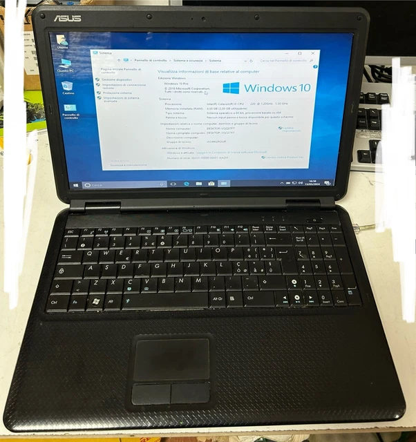 PC LAPTOP ASUS K50C Intel Celeron 4gb RAM 240GB SSD Wind 10 Pro EUR 69 ...