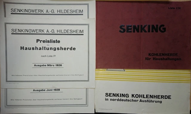 PROSPEKT / KATALOG Senking Kohlenherde 1931 Herd Herde Küchenherd ...