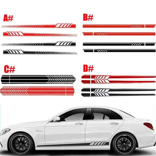2X SEITENSTREIFEN AUTO Aufkleber Seiten Dekor Sticker Tuning Racing ...