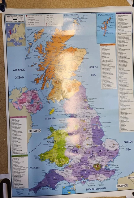 LARGE POLITICAL MAP of the UK dated 2005. Made by Scandecor Sweden ...