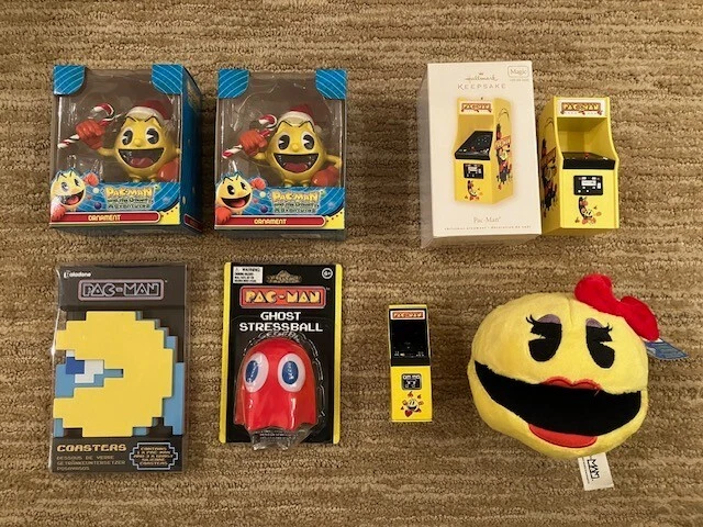 COLLECTION OF PACMAN Pac-man Pac man items Ms. Pacman Hallmark ornament ...