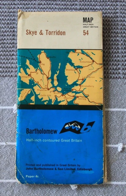 VINTAGE BARTHOLOMEW HALF inch map Skye and Torridon sheet 54 Circa 1960 ...