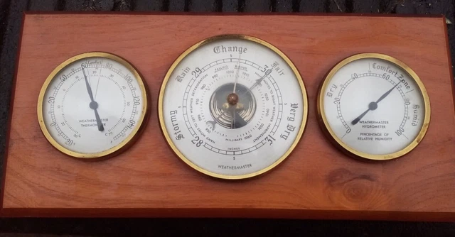 VINTAGE WEATHERMASTER STATION Barometer Thermometer & Hydrometer Wall ...