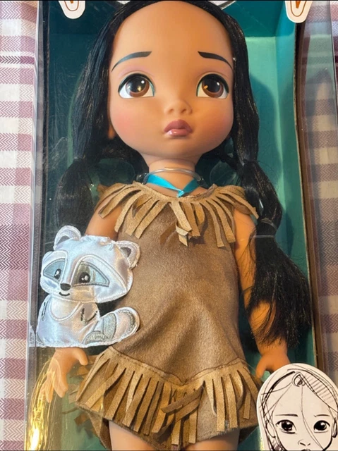 DISNEY STORE ANIMATORS Collection Pocahontas with Wrist Meeko Doll In ...
