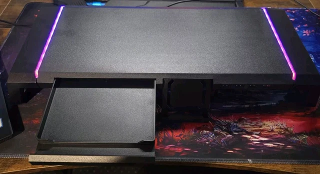 RGB GAMING COMPUTER Monitor Stand Riser with Drawer, Storage and Phone ...