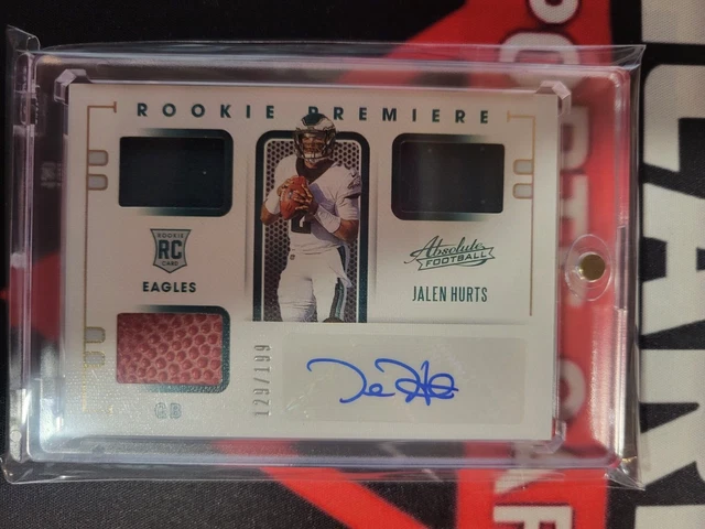 2020 ABSOLUTE JALEN Hurts Rookie Premiere triple patch voiture 129/199 ...