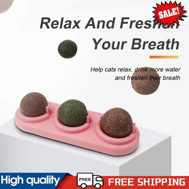 3 IN 1 Rotating Cat Catnip Toys with Dust Cover Edible Ball Pet Product ...