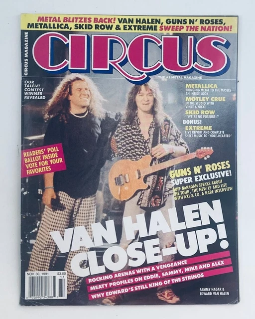 CIRCUS MAGAZINE NOVEMBER 30 1991 Edward Van Halen & Sammy Hagar No ...