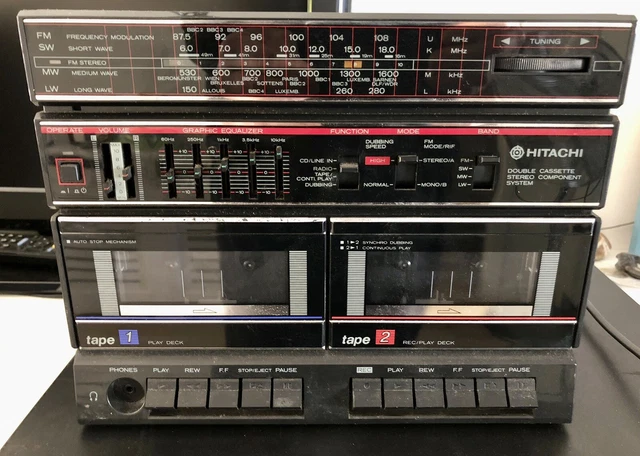 1980S HITACHI TRK-W540E Radio Twin Cassette Hi-Fi Boombox Ghetto ...