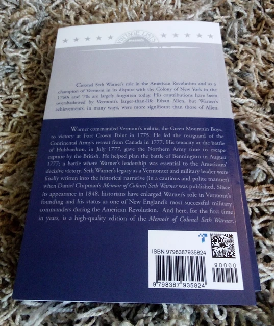 A MEMOIR OF Colonel Seth Warner par Daniel Chipman EUR 6,79 - PicClick FR