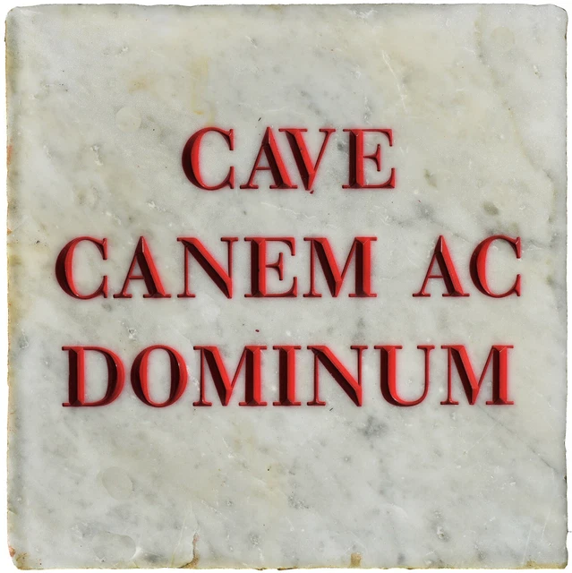 CAVE CANEM AC Dominum targa marmo D'Annunzio - White Carrara marble ...