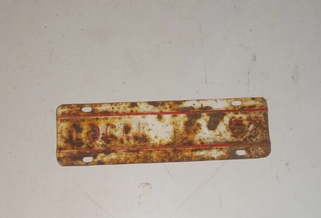 ANTIQUE OLD VINTAGE Kansas License Plate Topper Farm 1957 Local Rusty ...
