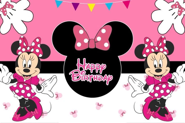 BACKDROP MINNIE MOUSE Birthday Background Girls Party Supplies Photo ...