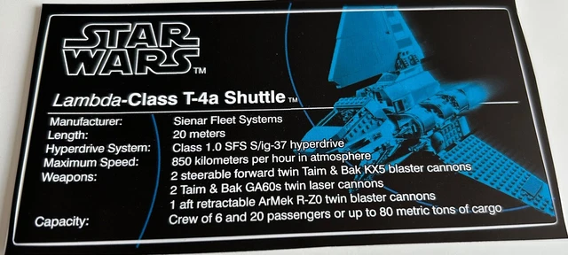 LEGO STAR WARS UCS Style Sticker for 75302 Lambda-Class T-4a Imperial ...