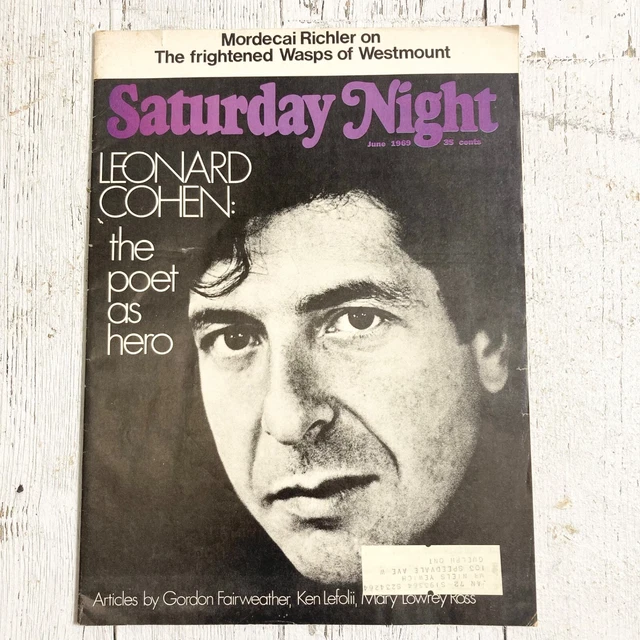 1969 LEONARD COHEN Saturday Night Magazine Canadian Issue Leonard Cohen ...