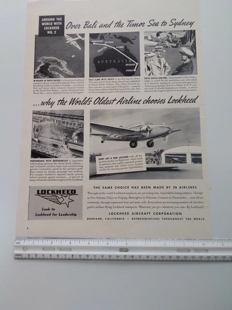 LOCKHEED PRINT AD Original Vtg 1930s Aircraft CA Prop Plane Sydney ...