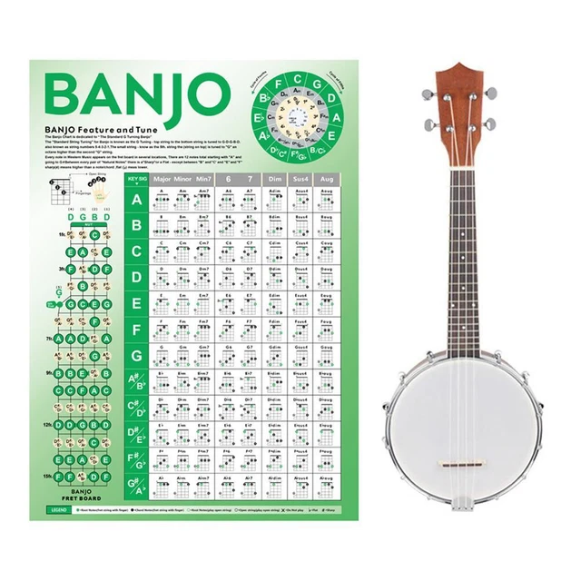 BANJO CHORD CHART Poster Easy Chords Beginner[ EUR 11,09 - PicClick FR
