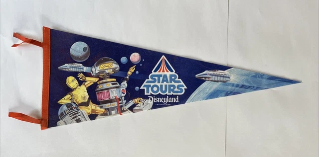 VINTAGE 1986 STAR Tours Disneyland Star Wars Pennant C-3PO R2D2 $40.00 ...