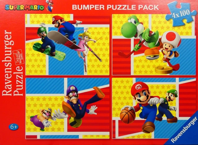 RAVENSBURGER SUPER MARIO Bumper Puzzle Pack 4x 100 Piece Jigsaws ...