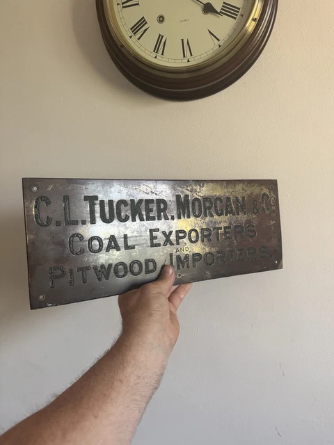ANTIQUE BRASS TRADE Advertising Sign C.L. TUCKER MORGAN & CO COAL ...