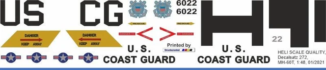 DECAL 272 SIKORSKY MH-60T Jayhawk UH-60 US Coast Guard White-Red 6022 ...