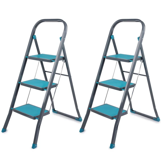 BELDRAY COMBO-5209 3 Step DIY Hobby Stepladder, Turquoise, Set of 2 £52 ...