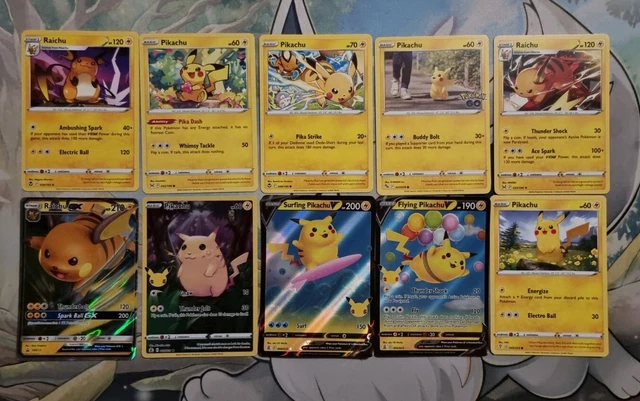 POKEMON BUNDLE PIKACHU & Raichu evolving go celebrations promo holo v ...