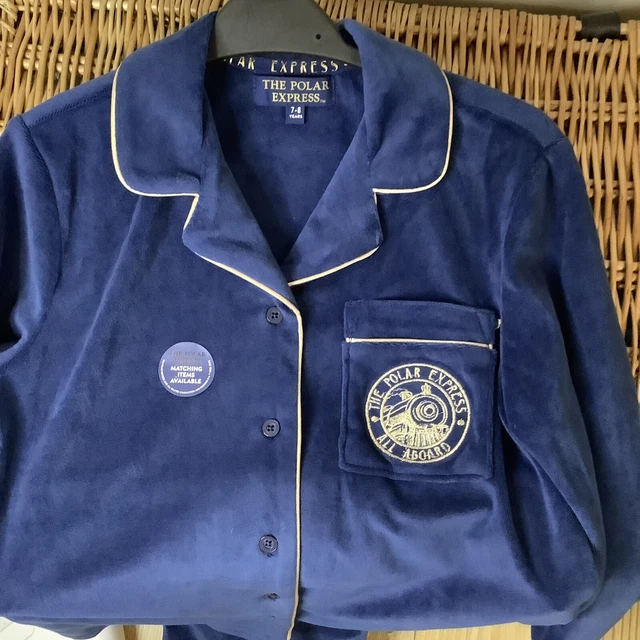 THE POLAR EXPRESS Navy Blue Soft Velvet Pjs Pyjamas Christmas Movie ...