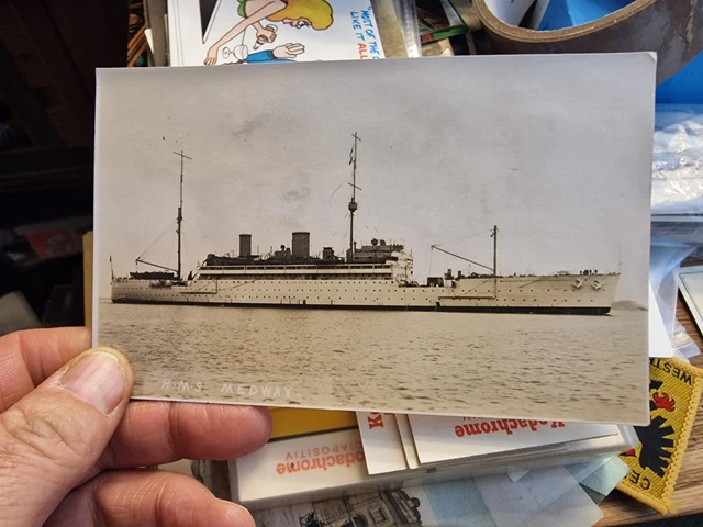 H.M.S MEDWAY, ROYAL Navy Submarine Depot Ship. Vintage Ww2 Real Photo ...