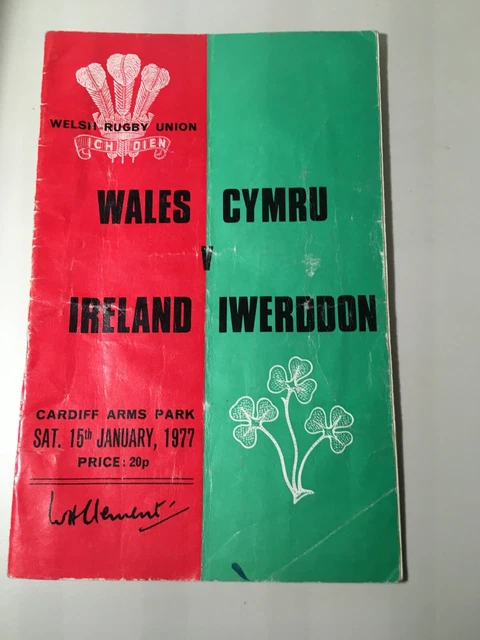 WELSH RUGBY UNION Programme - Wales v Ireland 15 Jan 1977 £1.80 ...