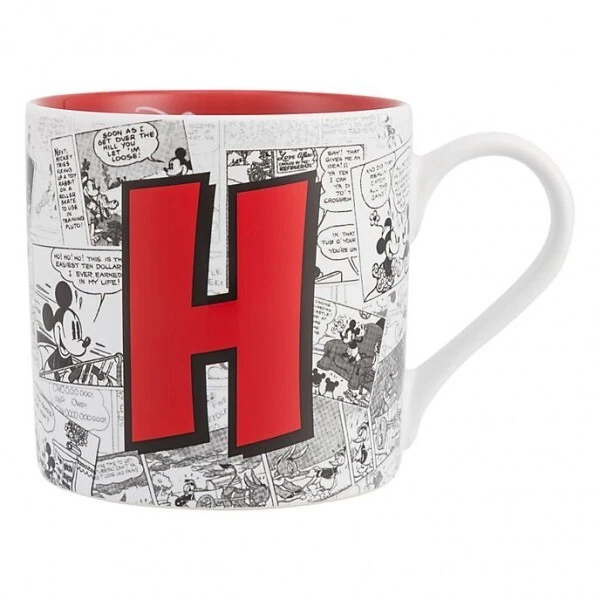 DISNEYLAND PARIS MICKEY Mouse wraparound comic-style and a letter H mug ...