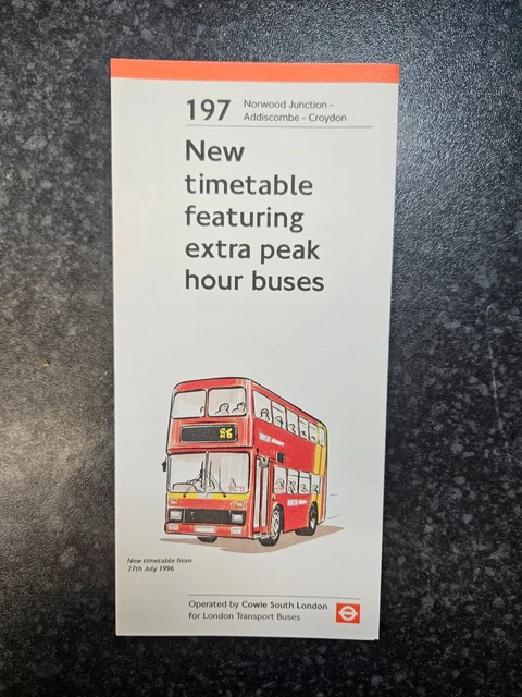 LONDON TRANSPORT TIMETABLE Bus Leaflet Cowie South London AZX1.18 £3.50 ...