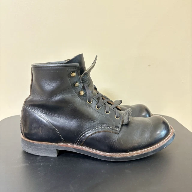 RED WING BLACKSMITH 3345 size 8.5D Black Prairie leather Made in USA £ ...