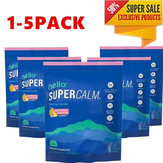 1-5PACK 20PCS NELLO SUPER CALM Soothing Drink Blend Raspberry Lemonade ...