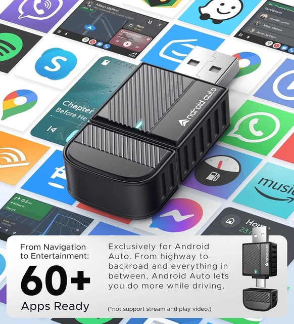 ANDROID AUTO WIRELESS Adapter Dongle 2025 NFC Bluetooth 5.3 Plug & Play USB A/C $27.97 - PicClick CA