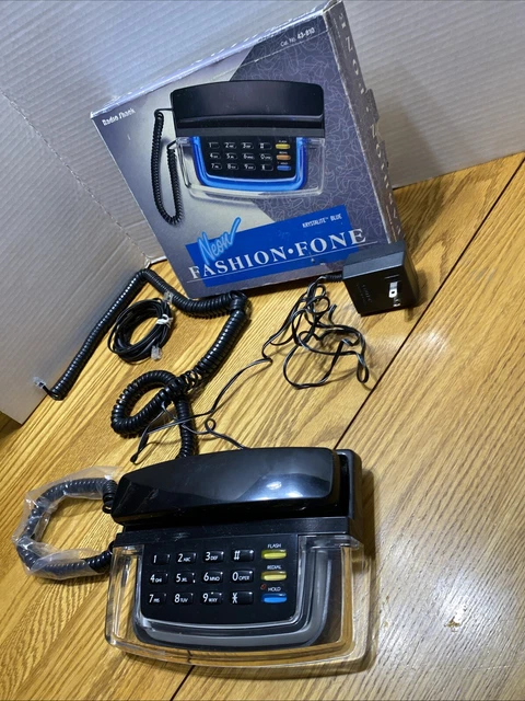 RADIOSHACK KRYSTALITE BLUE Neon Push Button Landline Phone 43-811 MINT ...
