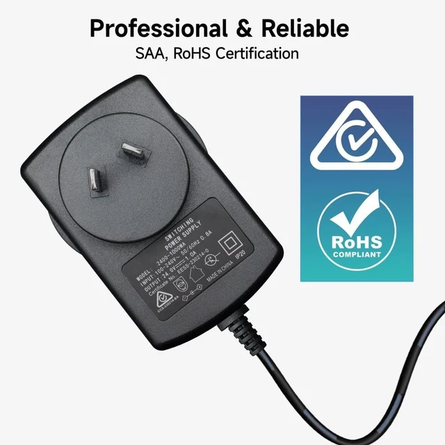 24V 1A 24W 1.8M Long Power Supply Adapter, AC DC Switching Adapter ...