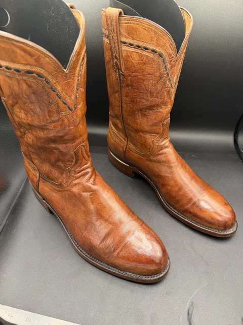 LUCCHESE MEN’S T0121 Mad Dog Goat Roper Cowboy Western Boots Tan 10D £ ...