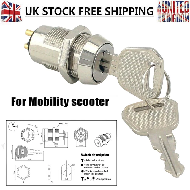 FOR ELECTRIC MOBILITY Scooter Spare On/Fff Ignition Switch With 2 Key ...