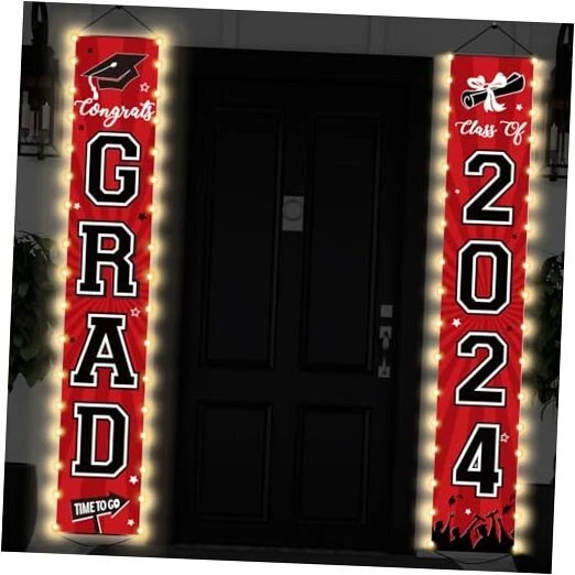 2024 GRADUATION BANNERS Class of 2024 Congrats Grad Porch Sign Red and ...