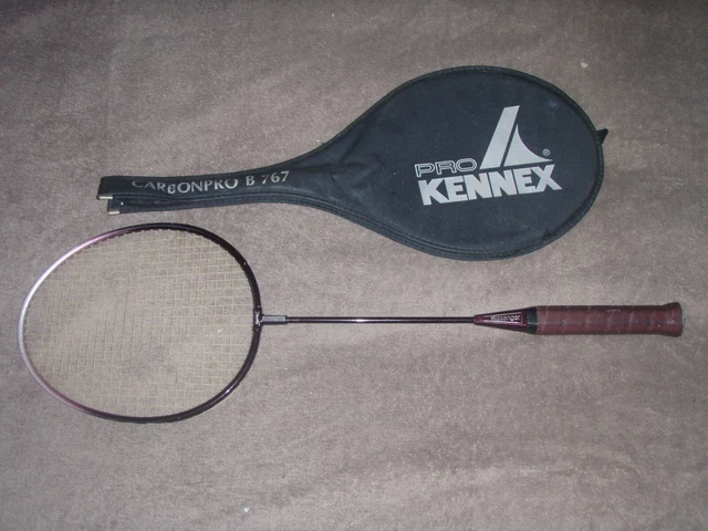 VINTAGE SLAZENGER Badminton Racket + Pro Kennex Carbon pro B767 Cover £ ...