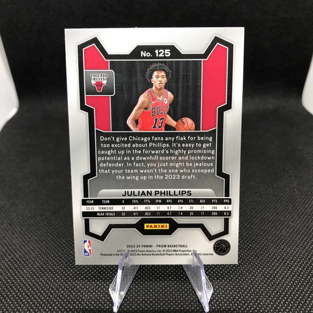 CARTA ROOKIE JULIAN Phillips 2023-24 Panini Prizm RC #125 Chicago Bulls ...