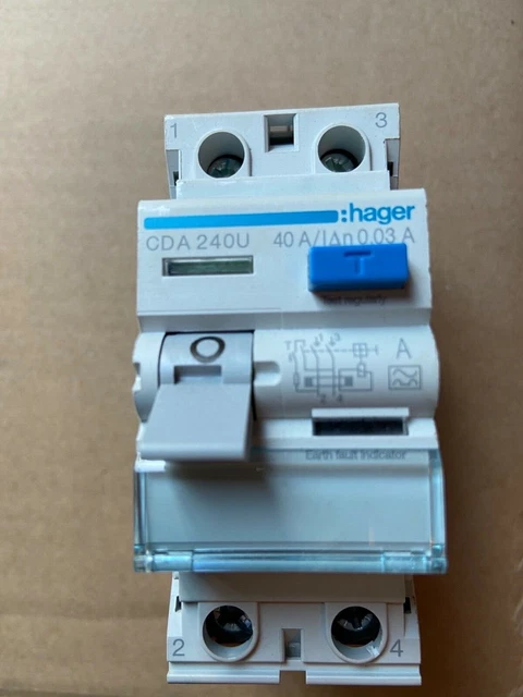 HAGER CDA240U 40A 30mA 2 Pole RCD Unit £33.00 - PicClick UK