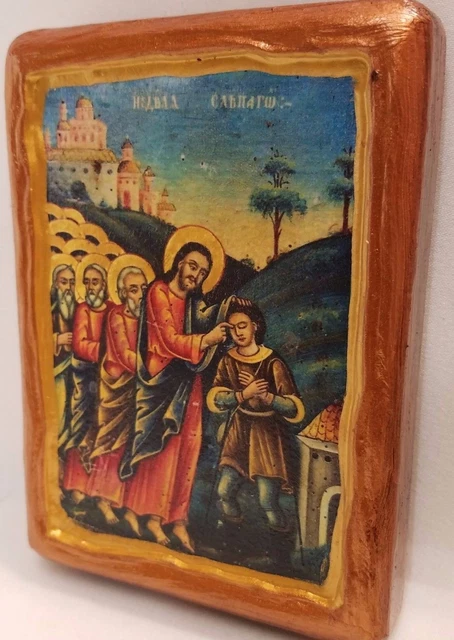 JESUS CHRIST MIRACLE Healing The Blind Rare Byzantine Greek Orthodox ...