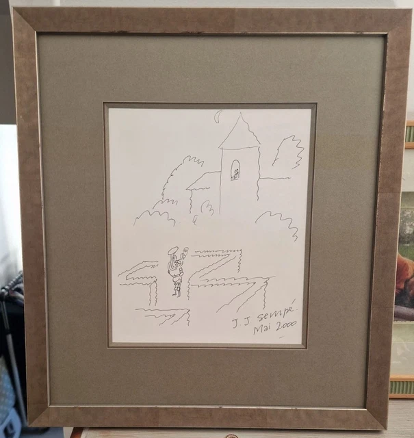 DESSIN ORIGINAL &LE CHEVALIER MUSICIEN" signé et daté par Sempé en 2000 ...
