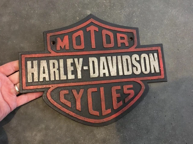 HARLEY DAVIDSON PLAQUE Cast Iron Sign 13” Metal Patina Rust Collector ...