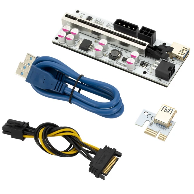 PCIE 1X TO 16x VER010-X PCI-E Riser Card USB 3.0 Cable GPUMinin Part ...