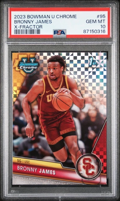 BRONNY JAMES 2023-24 Bowman University Chrome PSA 10 XFractor X-Fractor ... BRONNY JAMES 2023-24 Bowman University Chrome PSA 10 XFractor X-Fractor ...